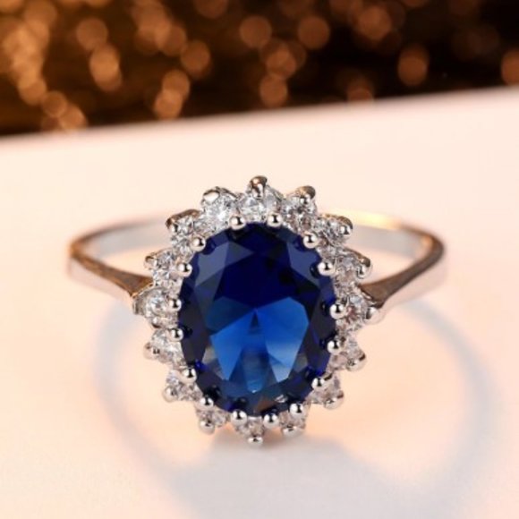 Jewelry | Princess Cut Sterling Silver Blue Zircon Ring | Poshmark